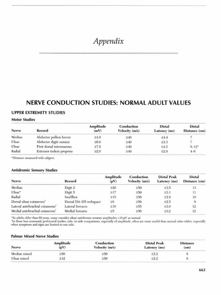 Nerve conduction studies normal adult values | PDF | Ankle | Anatomical ...