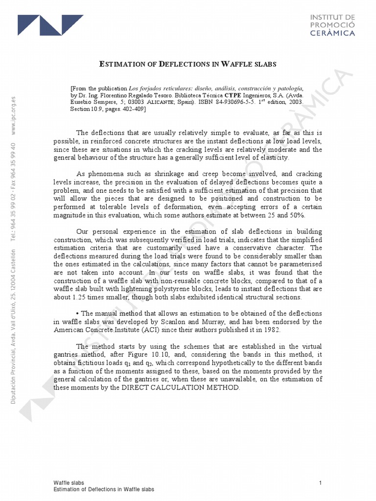 Waffle Slab Design | PDF | Bending | Stiffness