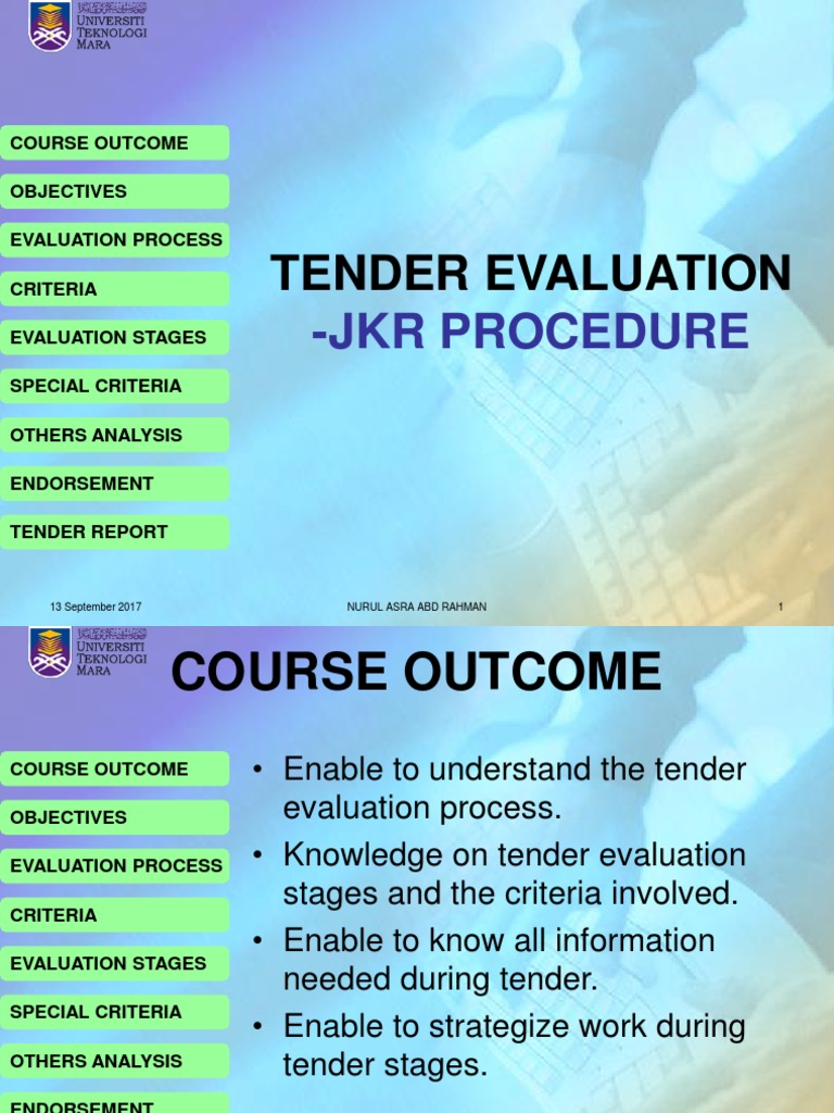 Tender Evaluation Procedure | Evaluation | Balance Sheet