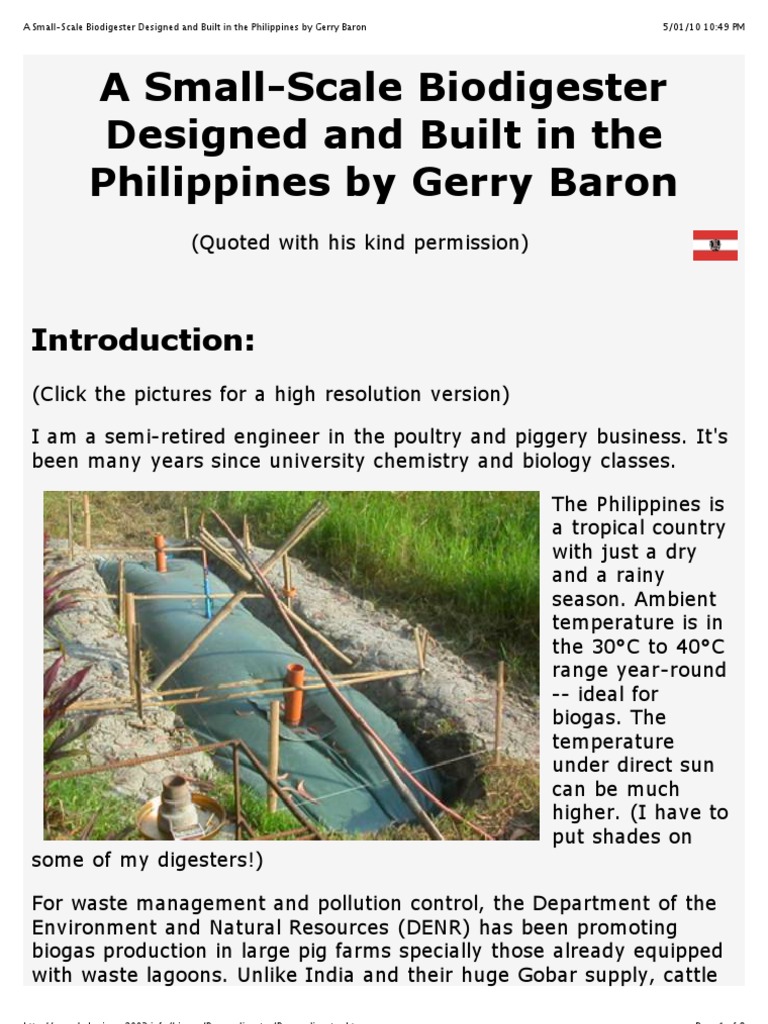 Small-Scale Biodigester Design in PH | PDF | Anaerobic Digestion | Biogas