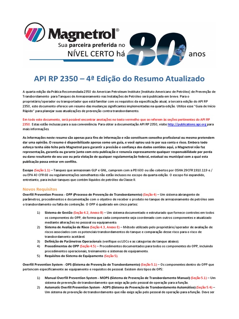 API RP 2350 Comentada | Download grátis PDF | Sistema | Informação