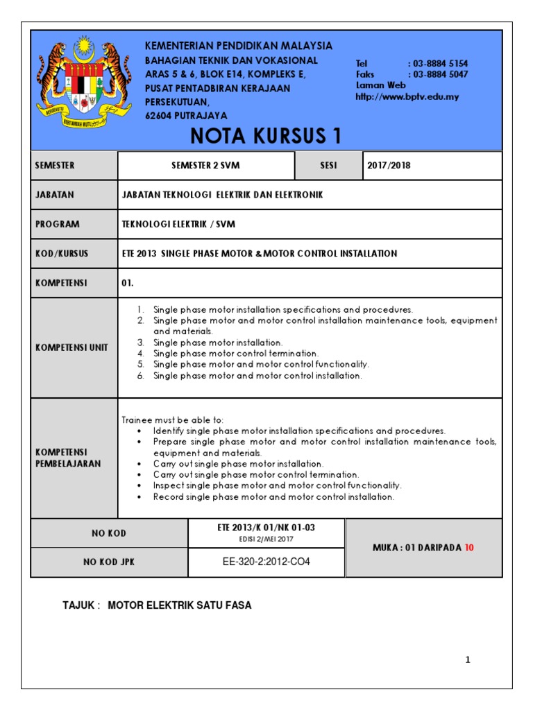 Nota Kursus 1 | PDF