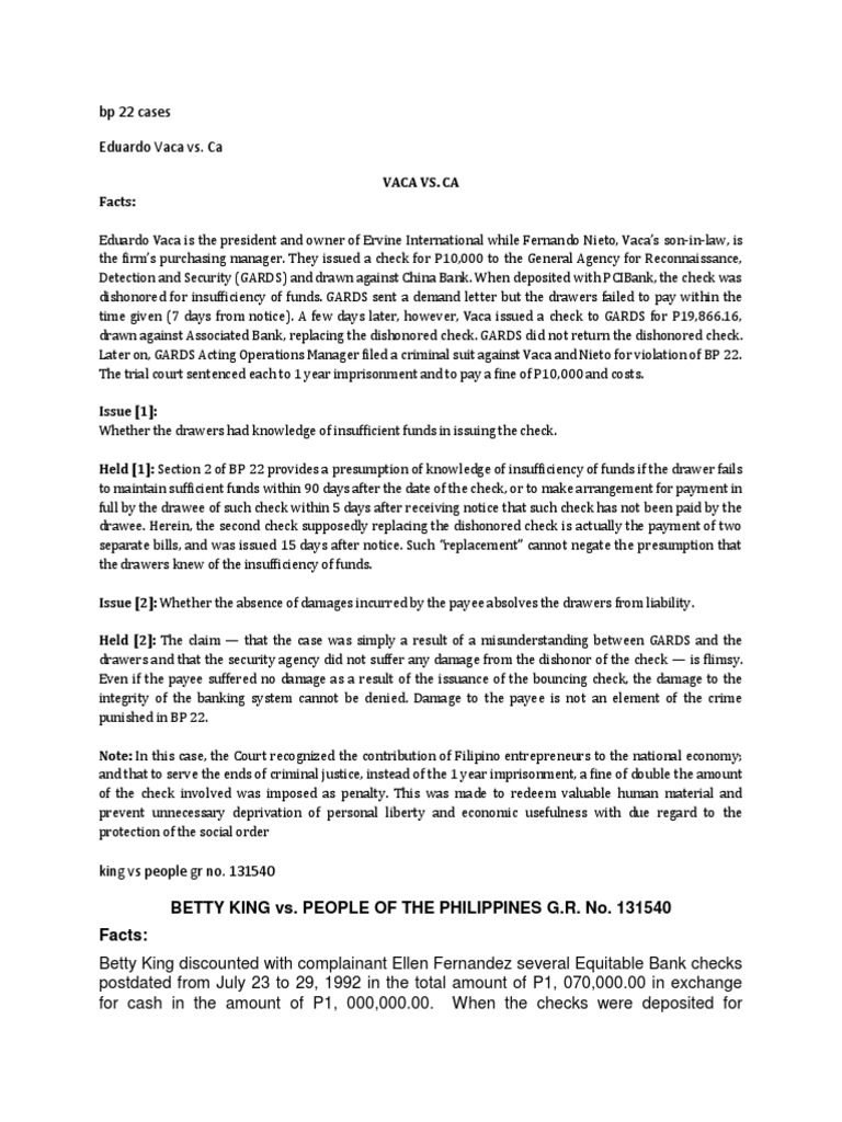 BP 22 Cases | PDF | Cheque | Burden Of Proof (Law)