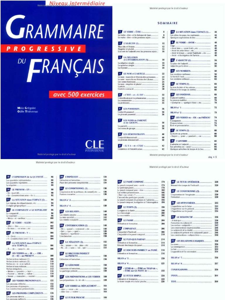 Grammaire Progressive Du Français - Niveau Intermédiaire - Livre ...
