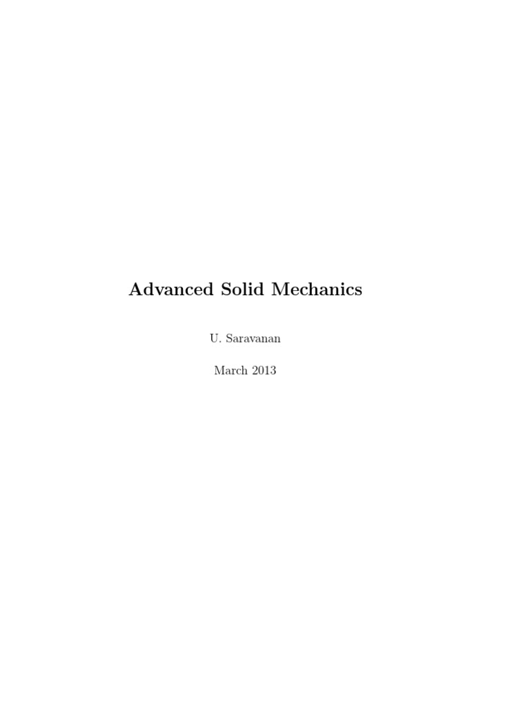 Advanced Solid Mechanics Overview | PDF | Deformation (Mechanics ...