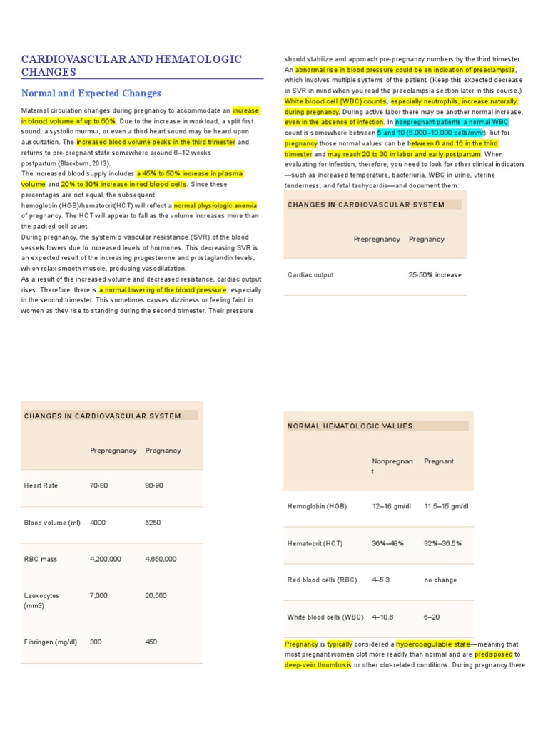Normal Values | PDF | Coagulation | Pregnancy