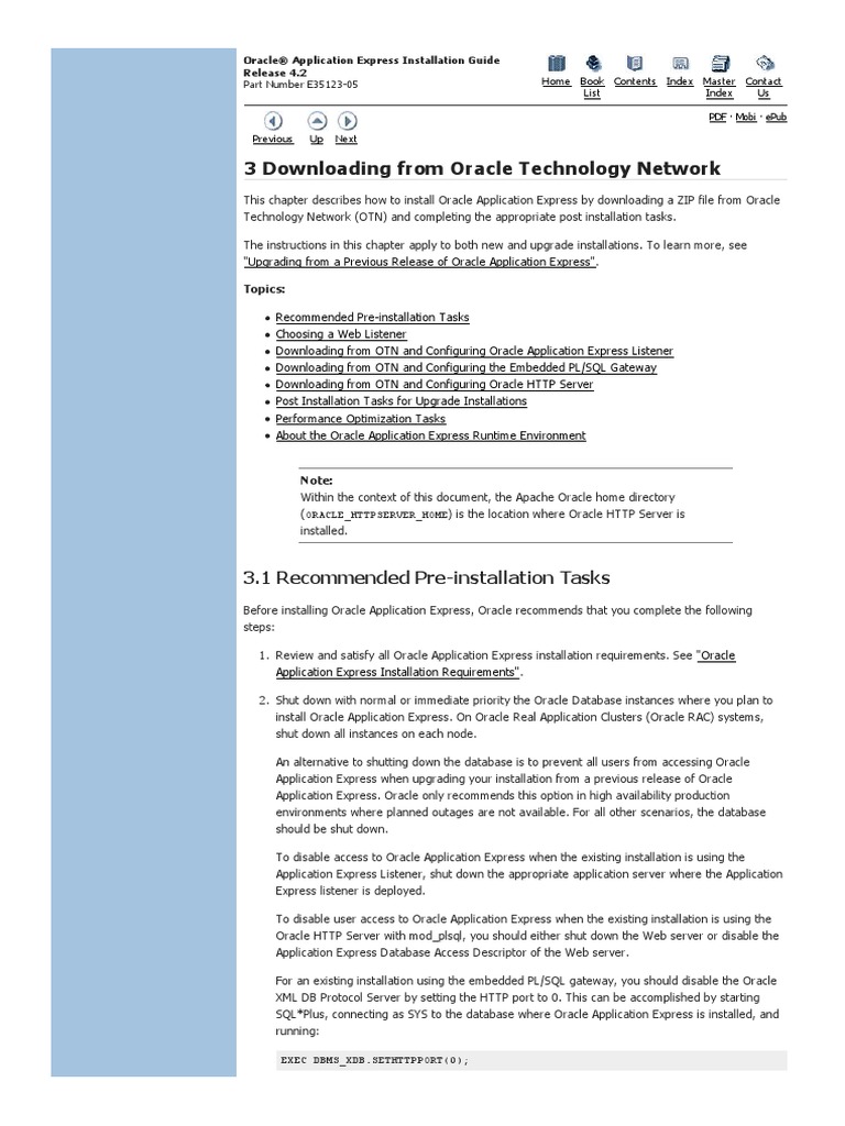 And Install Oracle Application Express Pdf Oracle Database Transport Layer Security