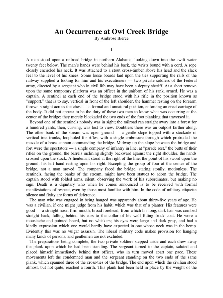 An Occurrence at Owl Creek Bridge PDF | PDF