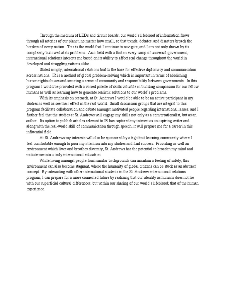 Kate Hallin - Final ST Andrews Application Essay 1 | PDF