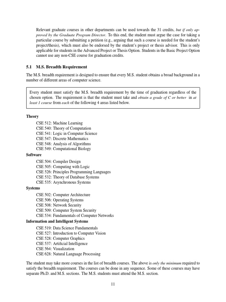 5.1 M.S. Breadth Requirement | PDF