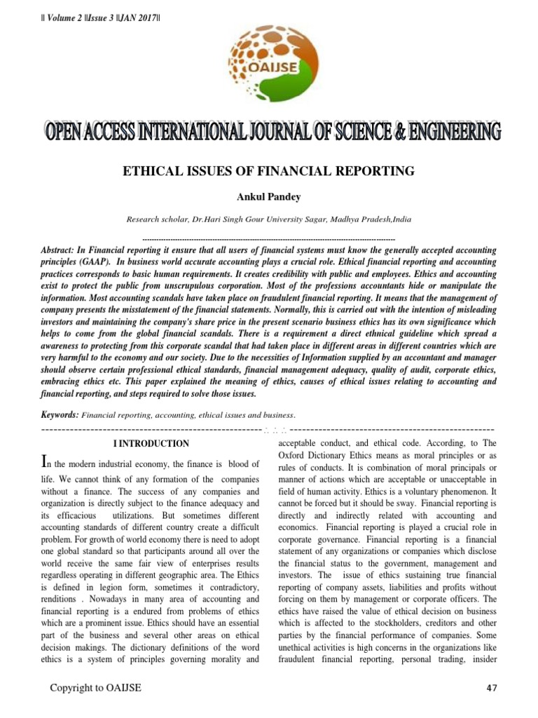 Ethical Issues of Financial Reporting | PDF | International Financial ...