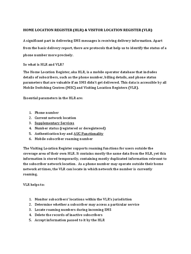 HLR & VLR (Wireless and Mobile Network Architectures) | PDF | Finance ...