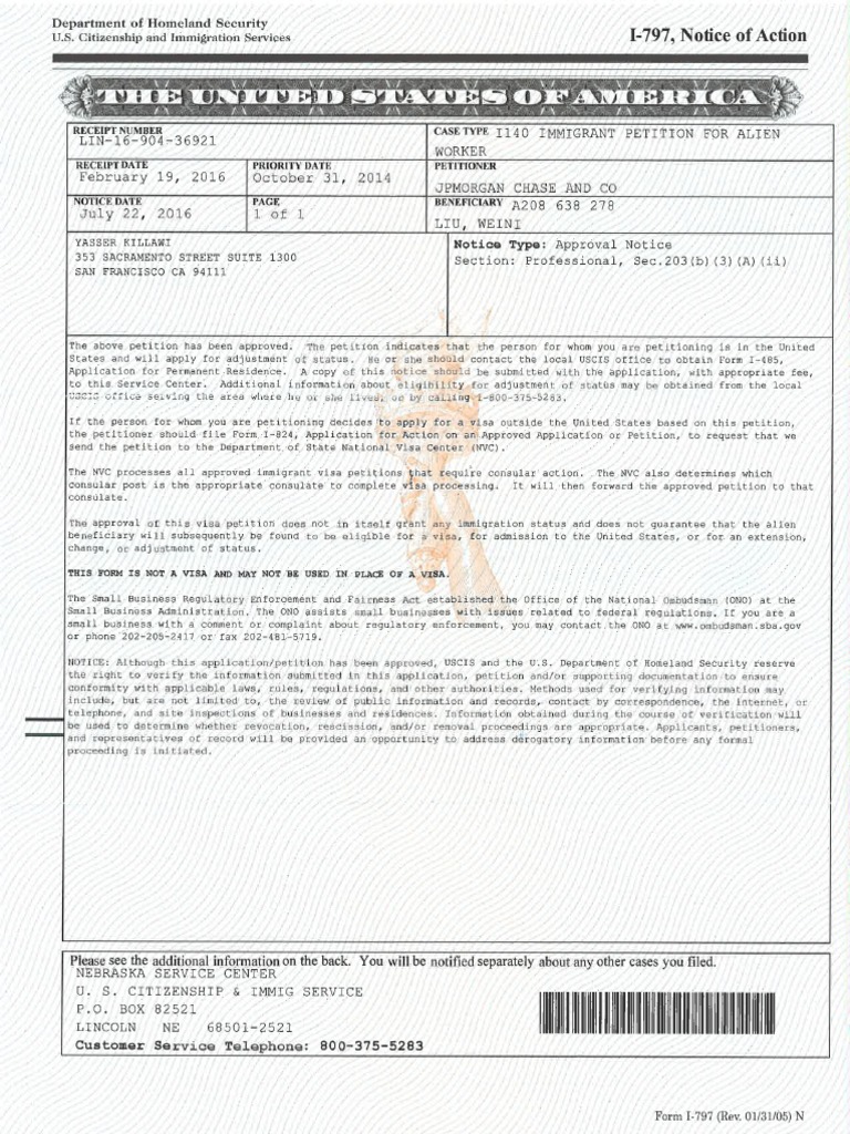 I 140 Approval Notice 22 JUL 2016 | PDF