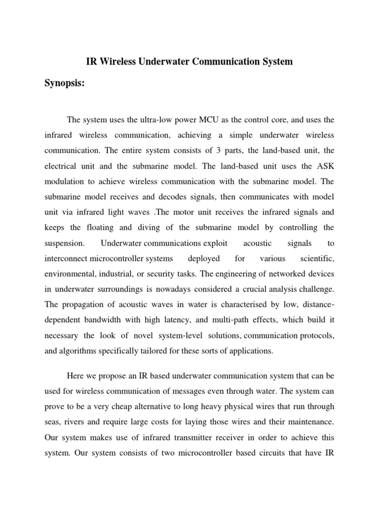 2.IR Wireless Underwater Communication System | PDF | Wireless ...