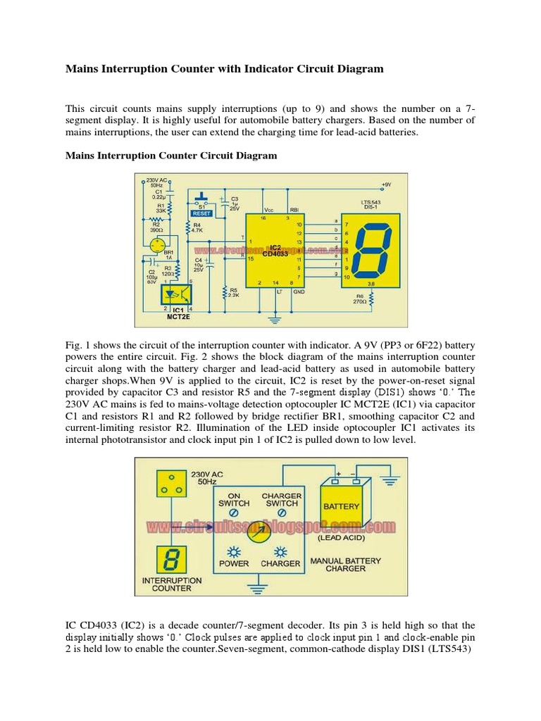 Mains Interruption Counter With Indicator Circuit Diagram | PDF | Digital Technology ...