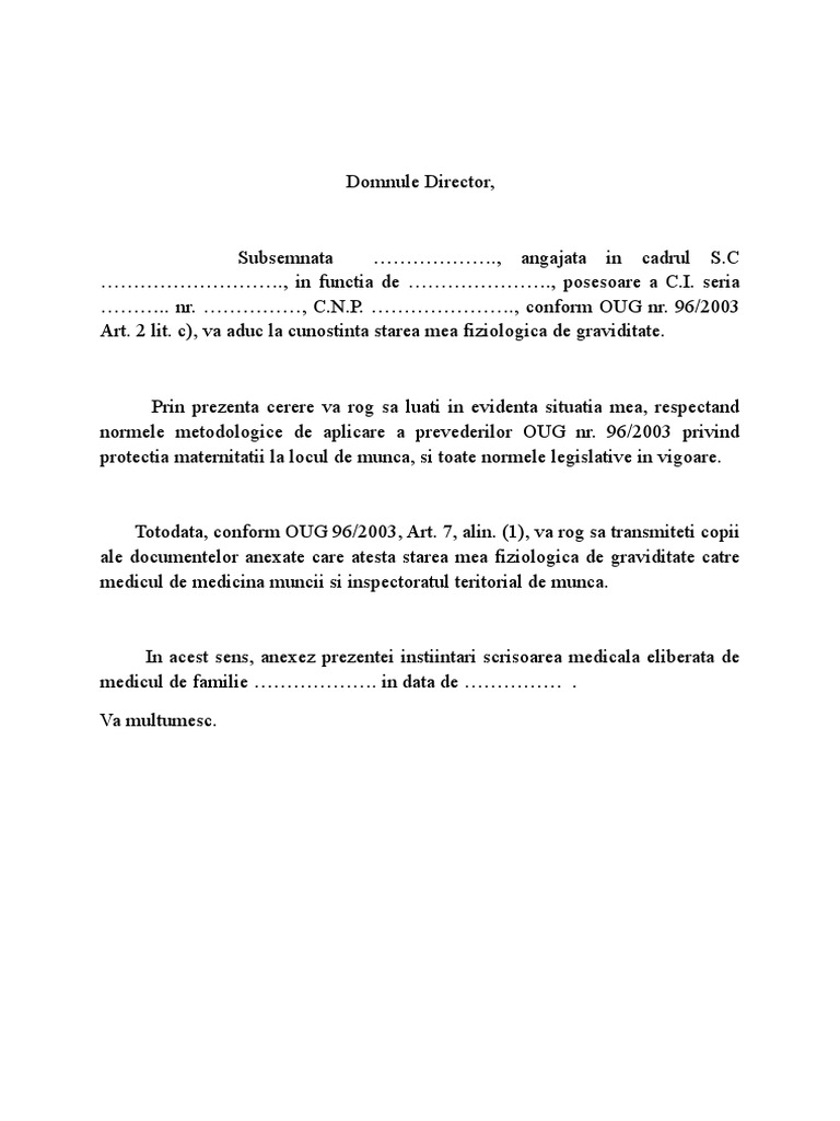 Instiintare Sarcina Societate