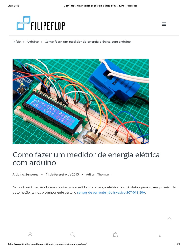 Como Fazer Um Medidor de Energia Elétrica Com Arduino - FilipeFlop | PDF | Arduino | Engenharia ...