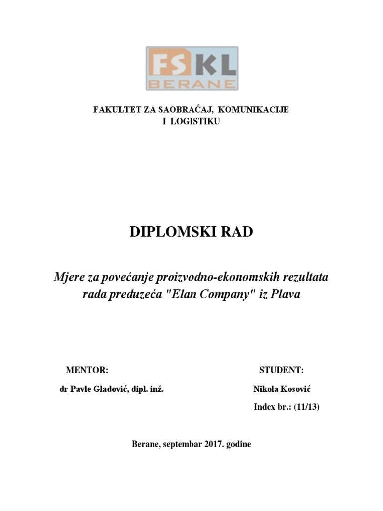 Prva Strana Diplomskog | PDF