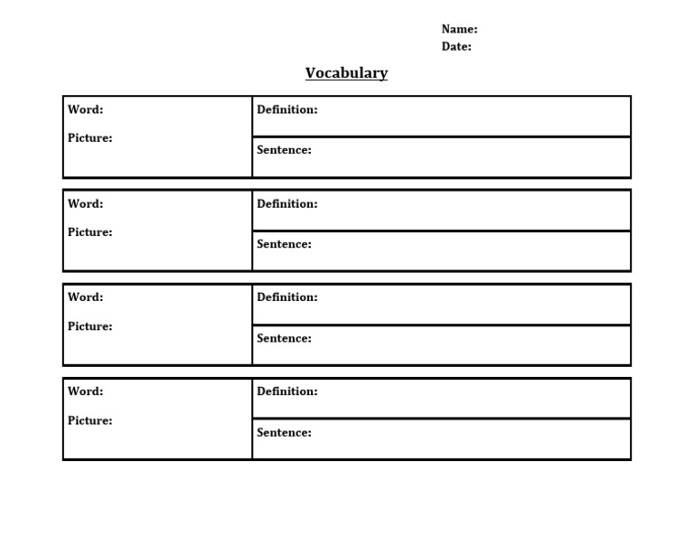 Vocabulary Word List Template | PDF | Language Arts & Discipline