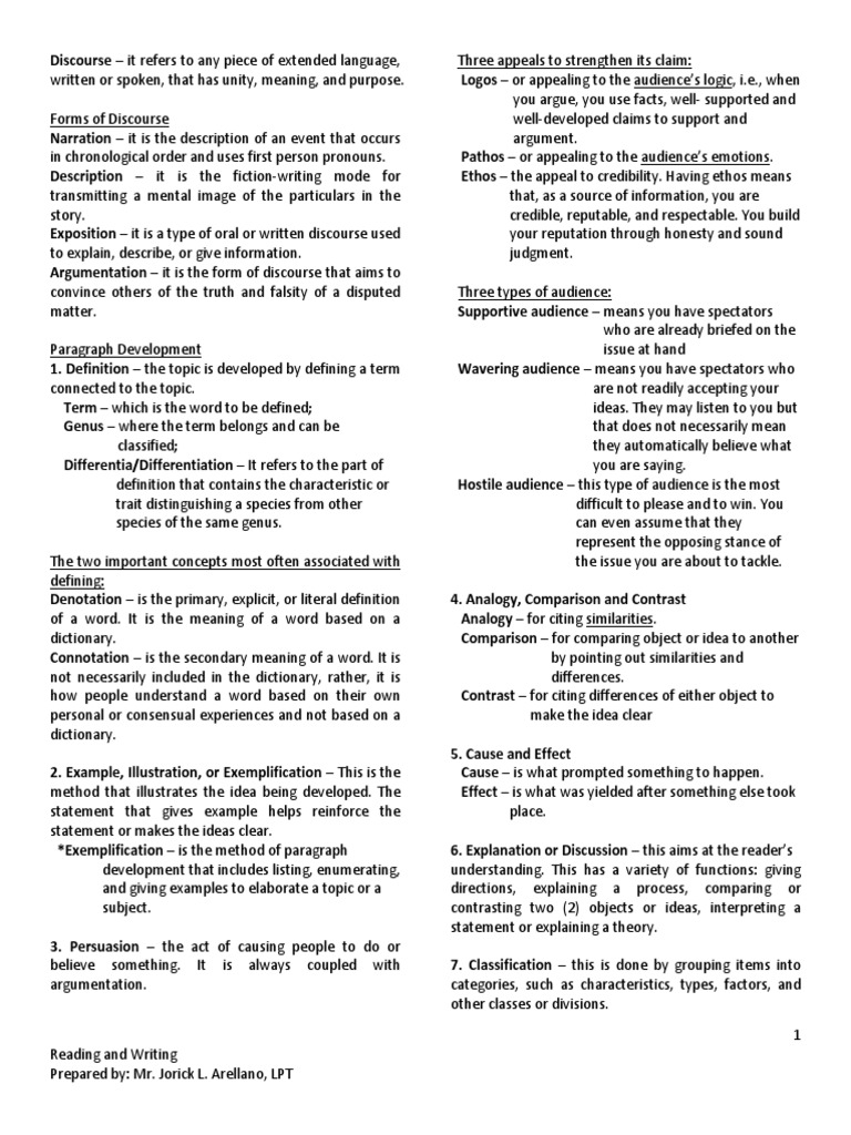 Analyzing Discourse: Forms, Appeals, and Components of Effective Writing | PDF | Citation ...