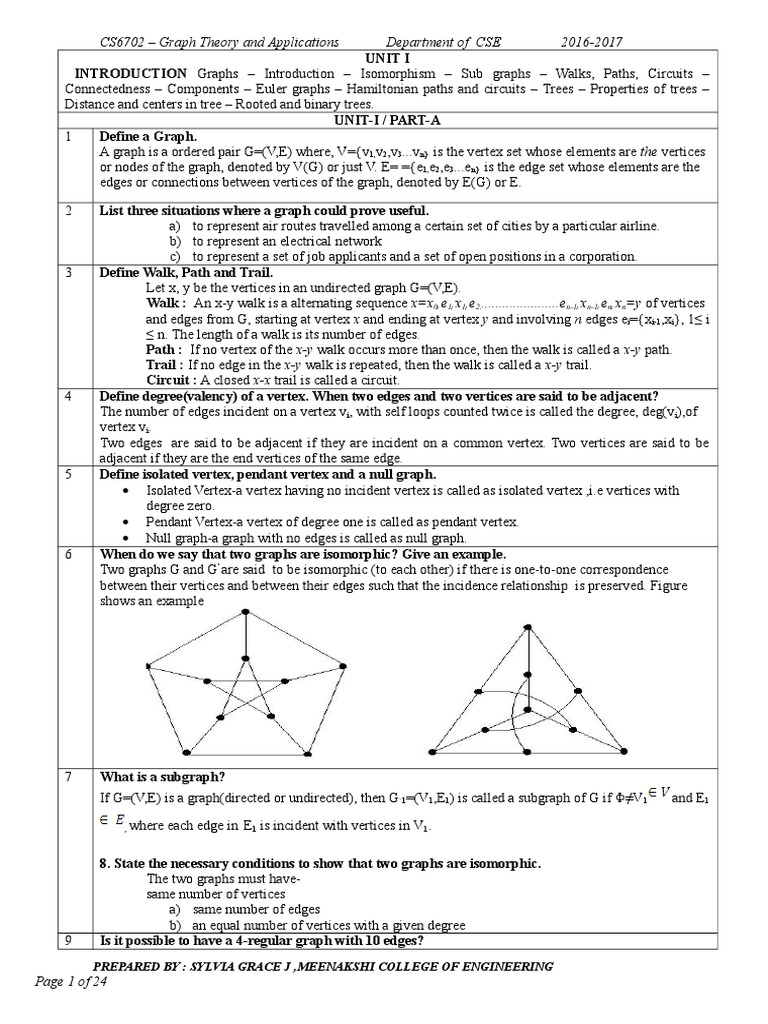 Graph Theory QB | Download Free PDF | Vertex (Graph Theory) | Graph Theory
