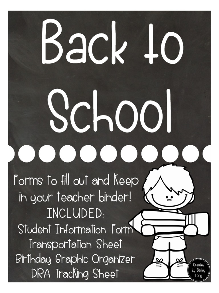 Back To School: Forms To Fill Out and Keep in Your Teacher Binder ...