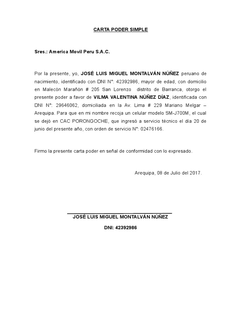 Carta Poder Simple | PDF
