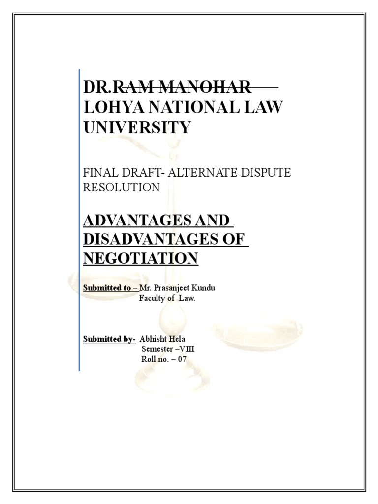 Advantages and Disadvantages of Negotitation | PDF | Negotiation | Alternative Dispute Resolution