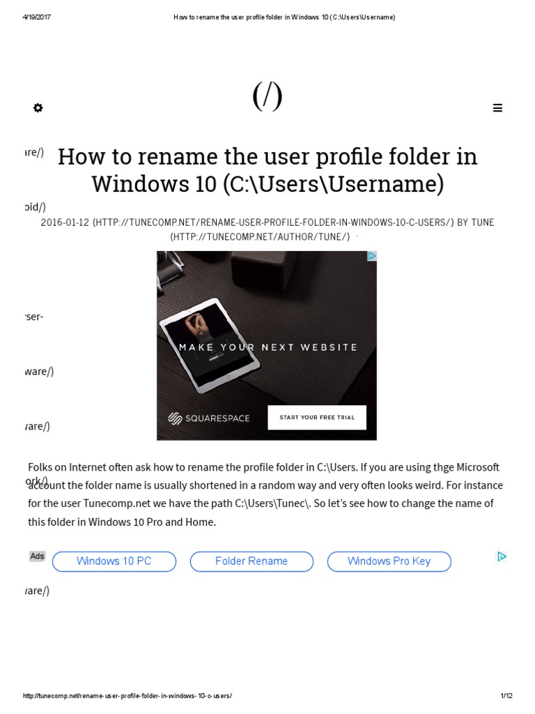 How To Rename The User Profile Folder in Windows 10 (C - Users ...
