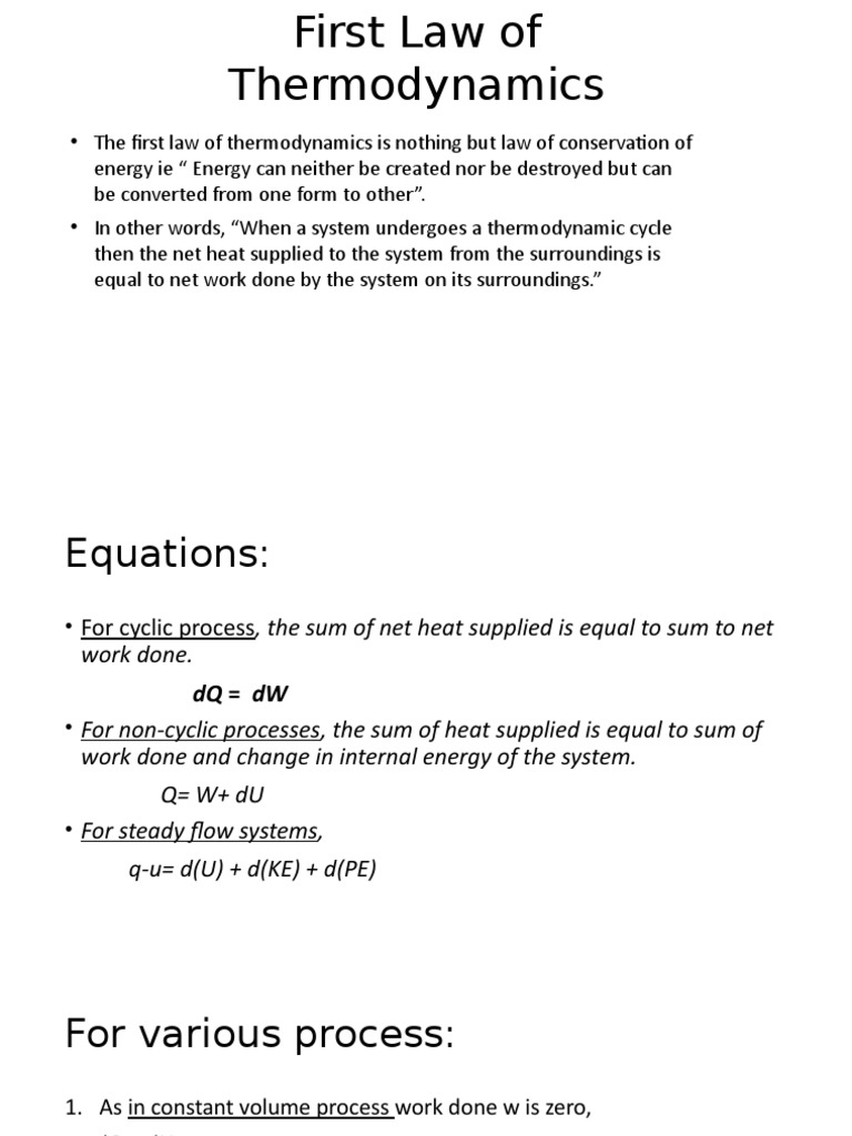 First Law of Thermodynamics Explained | PDF | Heat | Thermodynamics
