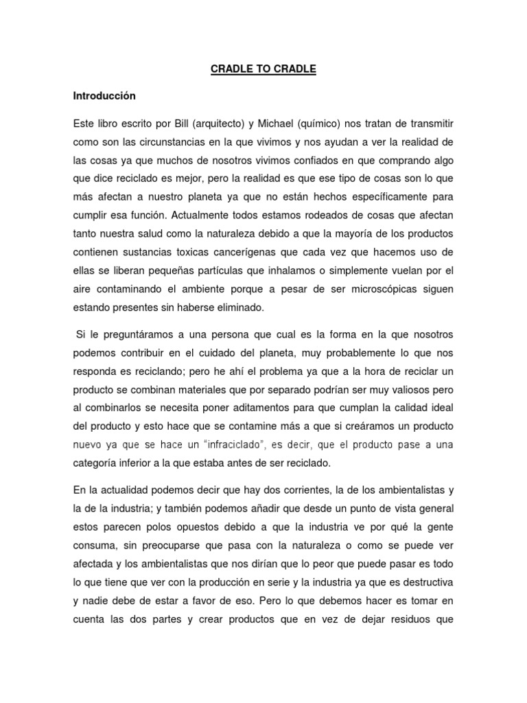 Cradle To Cradle | PDF | Residuos | Contaminación