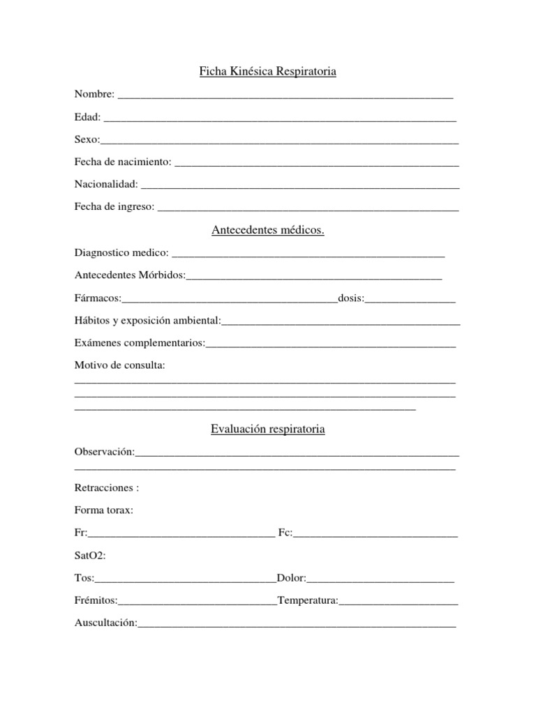 Ficha Kinesica Respiratoria - Docx 2017 | PDF | Estilo de vida