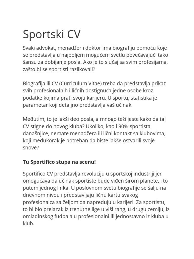 Sportski CV | PDF