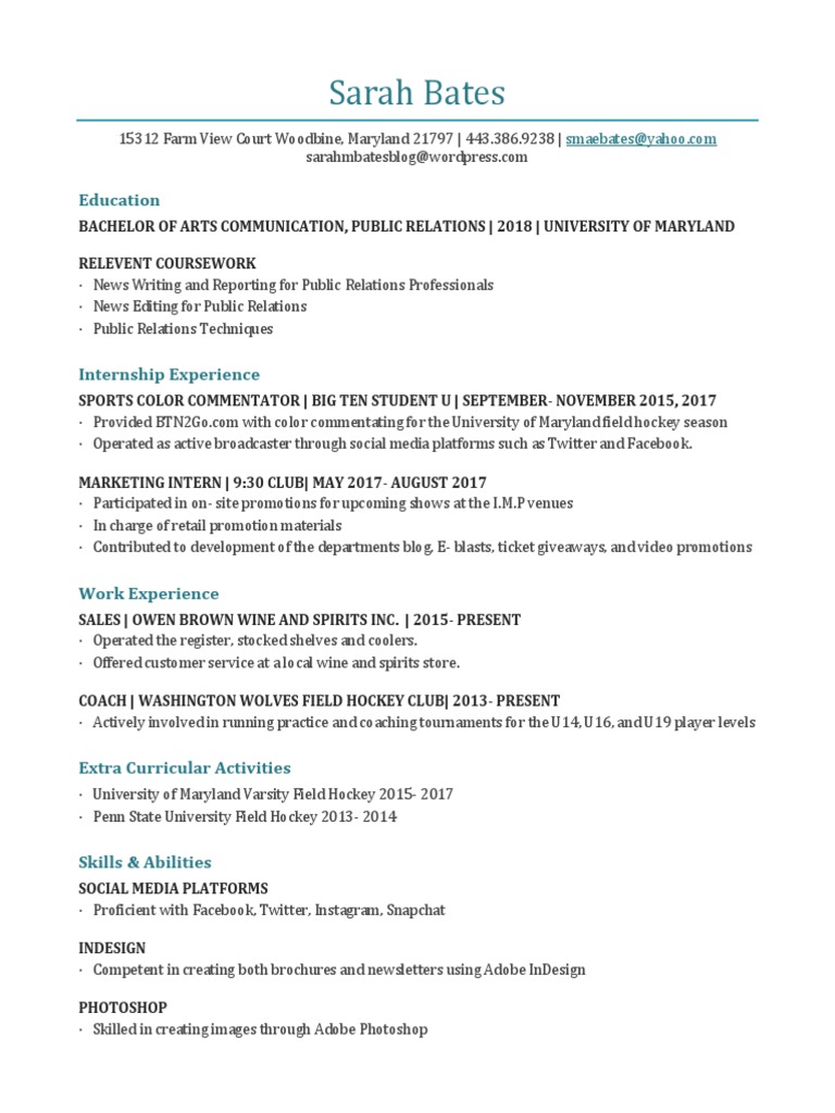 Resume Fall 17 | PDF