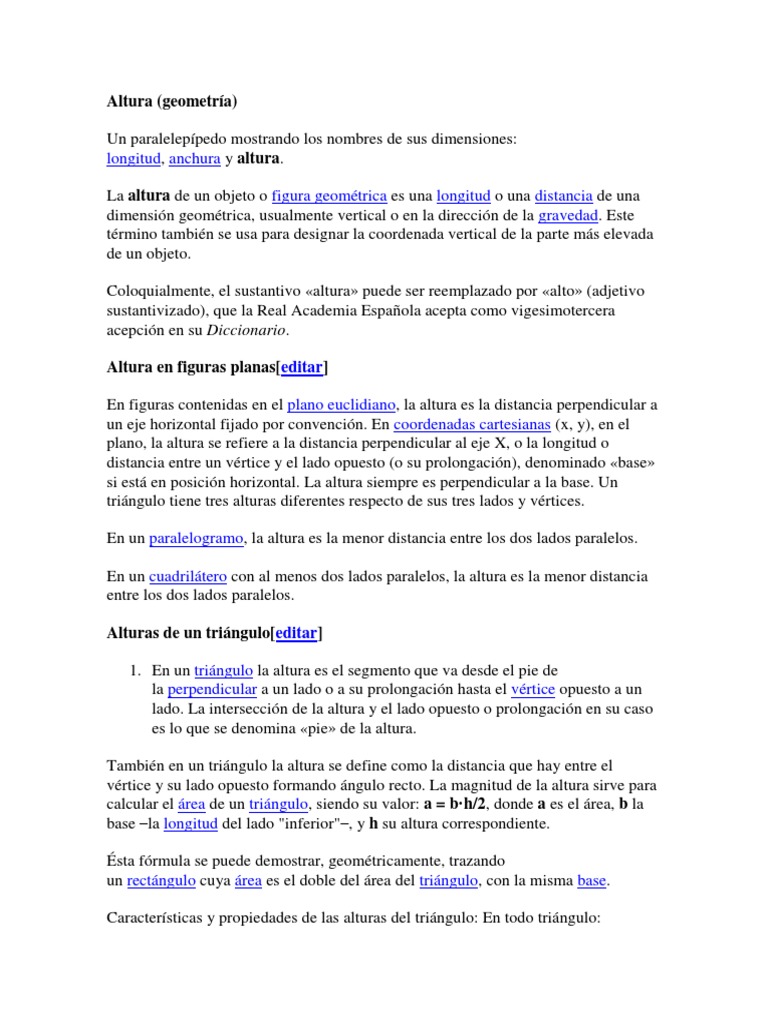 Altura (Geometria) | PDF | Altura | Triángulo