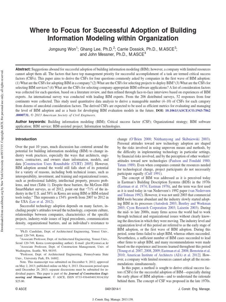 Where To Focus For Successful Adoption of Building Information Modeling ...