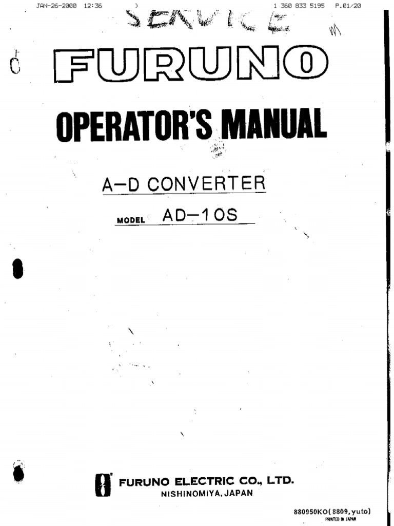 Furuno - Ad Converter Ad-10s Operators Manual | PDF