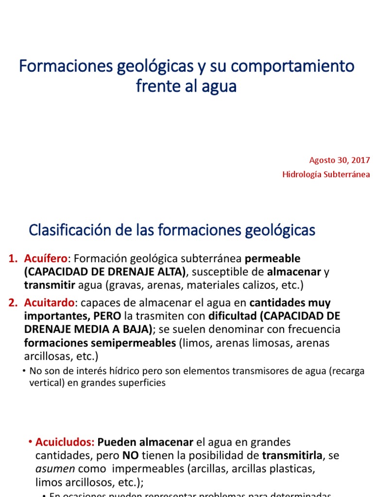 Formaciones Geológicas y Su Comportamiento - C3 | PDF | Agua ...