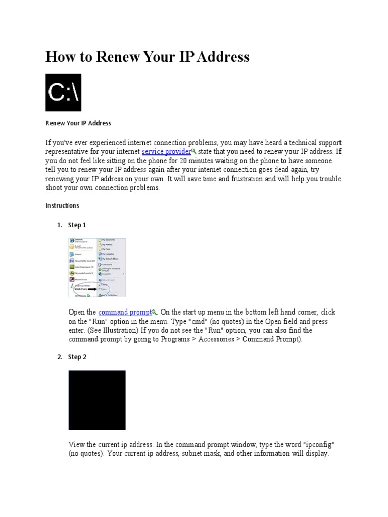 Renew Your IP Address | PDF | Microsoft Windows | Internet Protocols