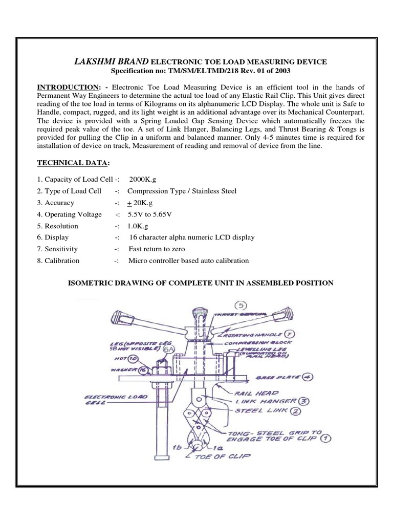 Electronic Toe Load Measuring Device | PDF