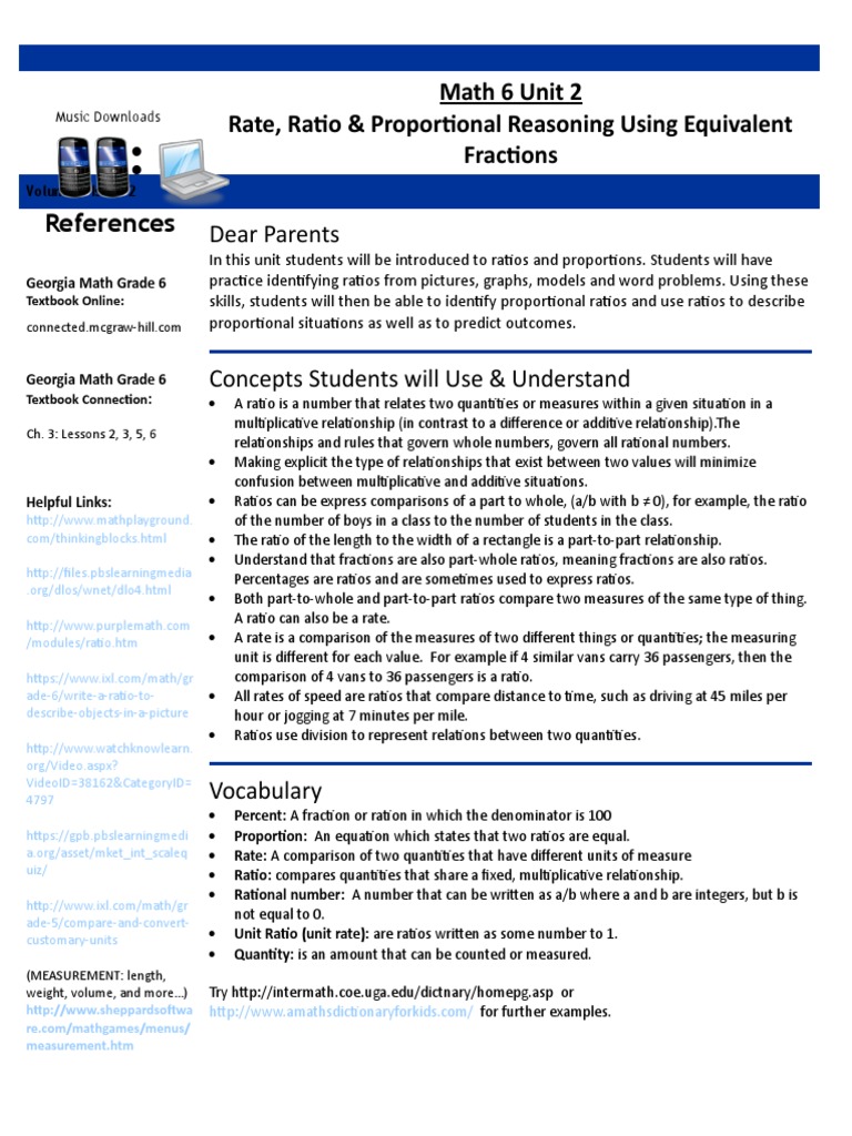 M6u2 Parent Letter 2017 | PDF | Ratio | Fraction (Mathematics)