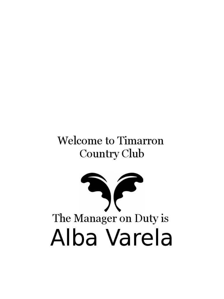 Alba Varela: Welcome To Timarron Country Club | PDF