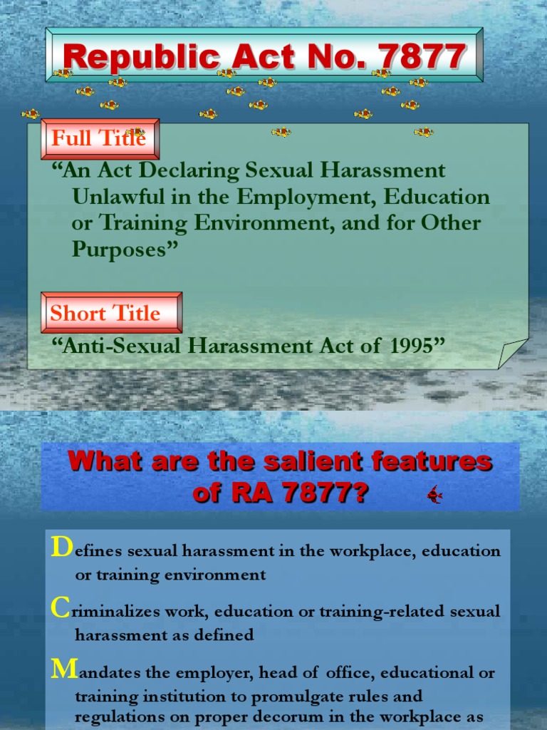 Ra 7877 | PDF | Sexual Harassment | Harassment