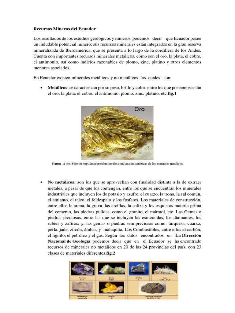 Recursos Mineros Del Ecuador