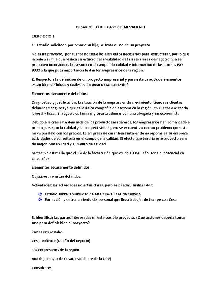 Desarrollo Del Caso Cesar Valiente | PDF | Calidad (comercial) | Economias