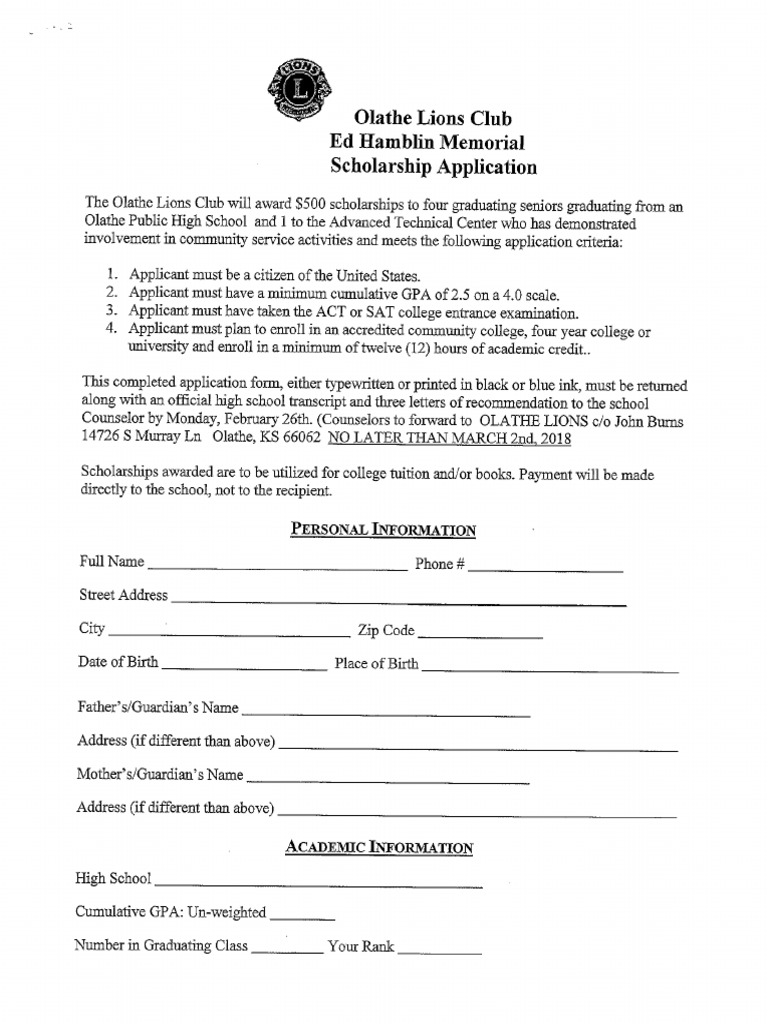 Ed Hamblin Scholarship | PDF