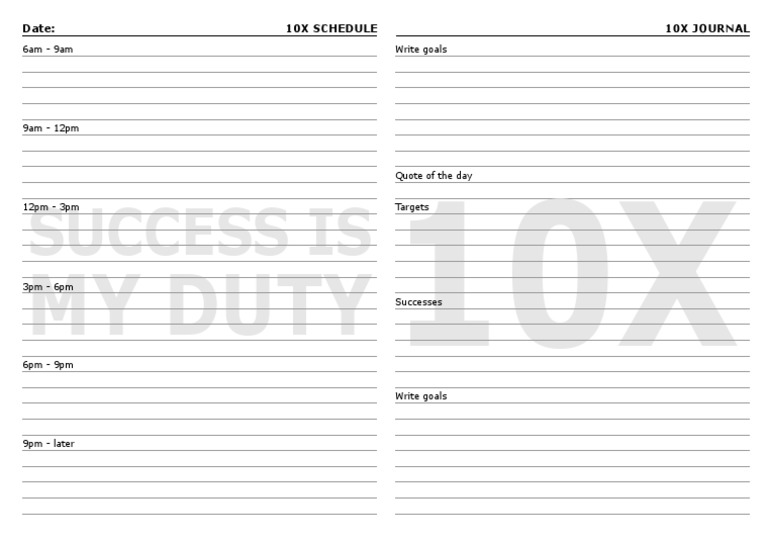 10 X Planner
