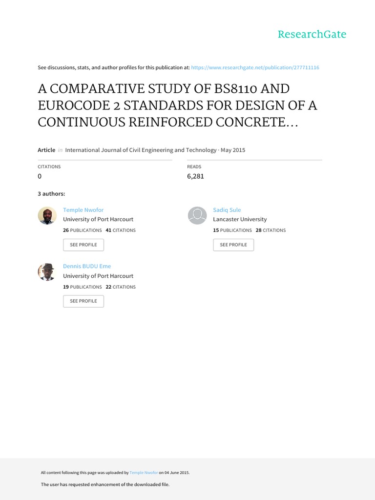 A Comparative Study of Bs8110 and Eurocode 2 Standards For Design of A ...