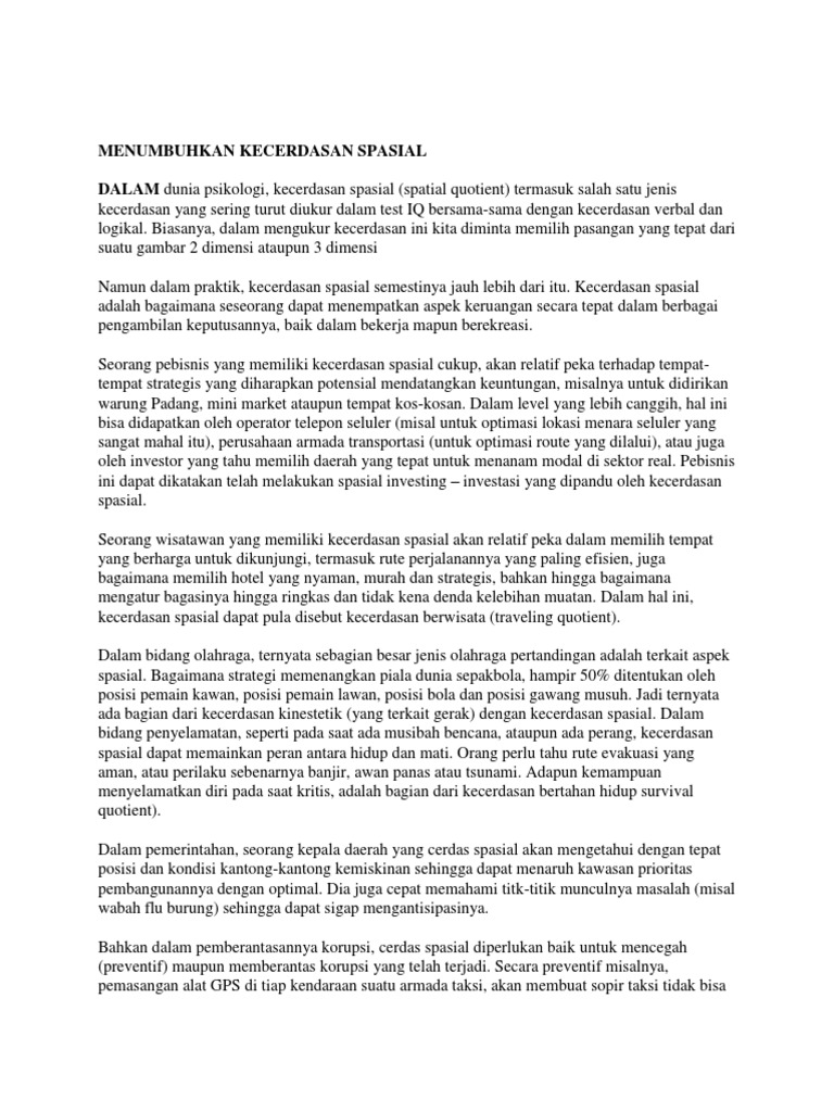 Menumbuhkan Kecerdasan Spasial | PDF