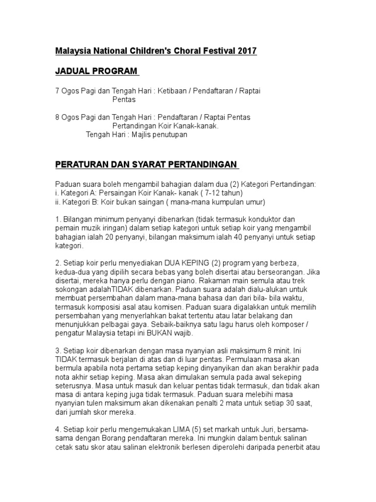Peraturan Dan Syarat Pertandingan | PDF